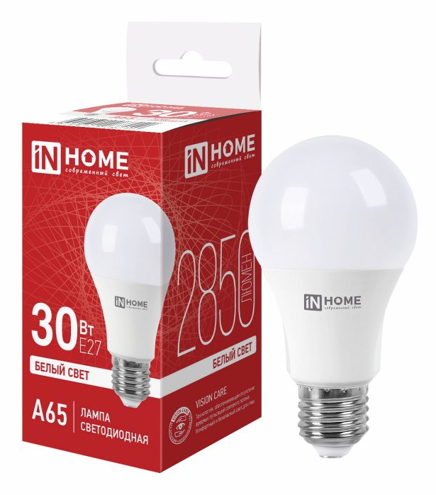 Светодиодная лампа In Home / Ин Хоум LED-A65-VC груша 30Вт Е27 4000К 2850лм / лампочка