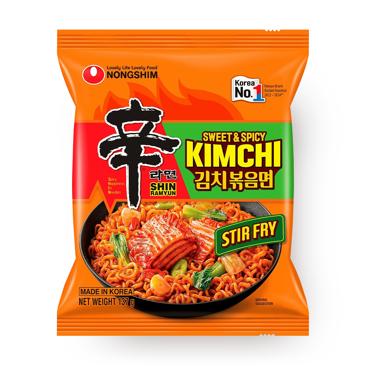 Лапша быстрого приготовления Nongshim Шин Рамен кимчи стир-фрай