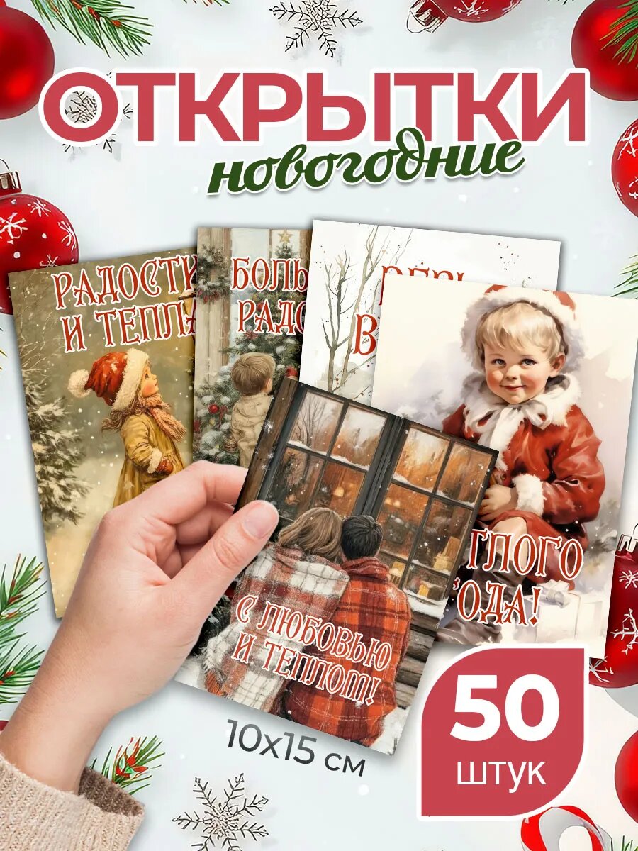Набор открыток к Новому году в ретро стиле