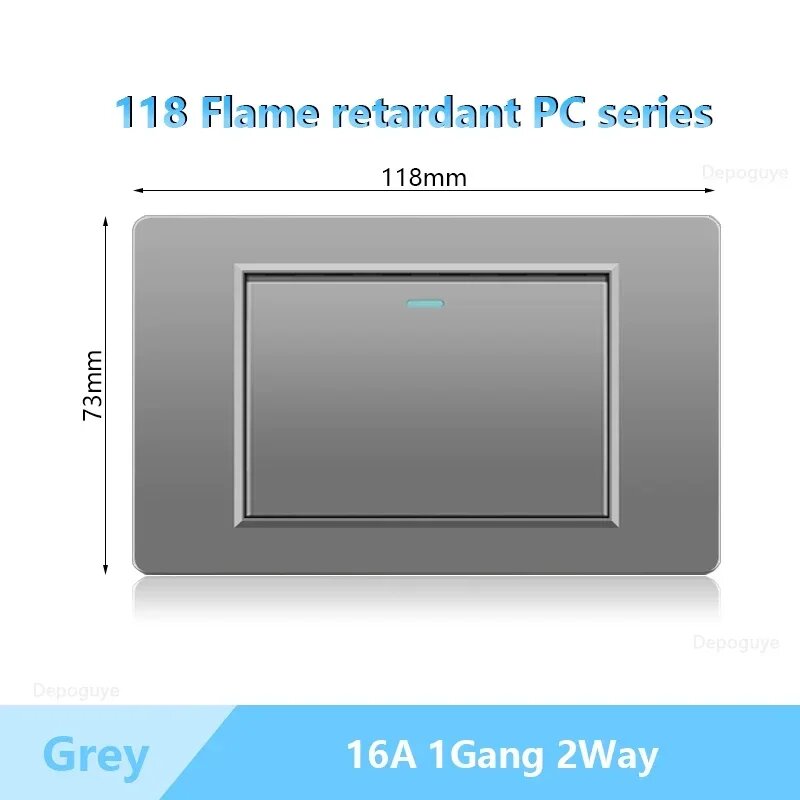 Американский стандарт Серый ПК Usb Type-c Розетка питания, Домашняя настенная 2-полосная 1Gang 2Way