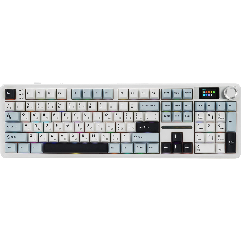 Клавиатура AULA F108 Pro Reaper, USB-A, Bluetooth, радиоканал, механические, белый, подсветка 6978080503930