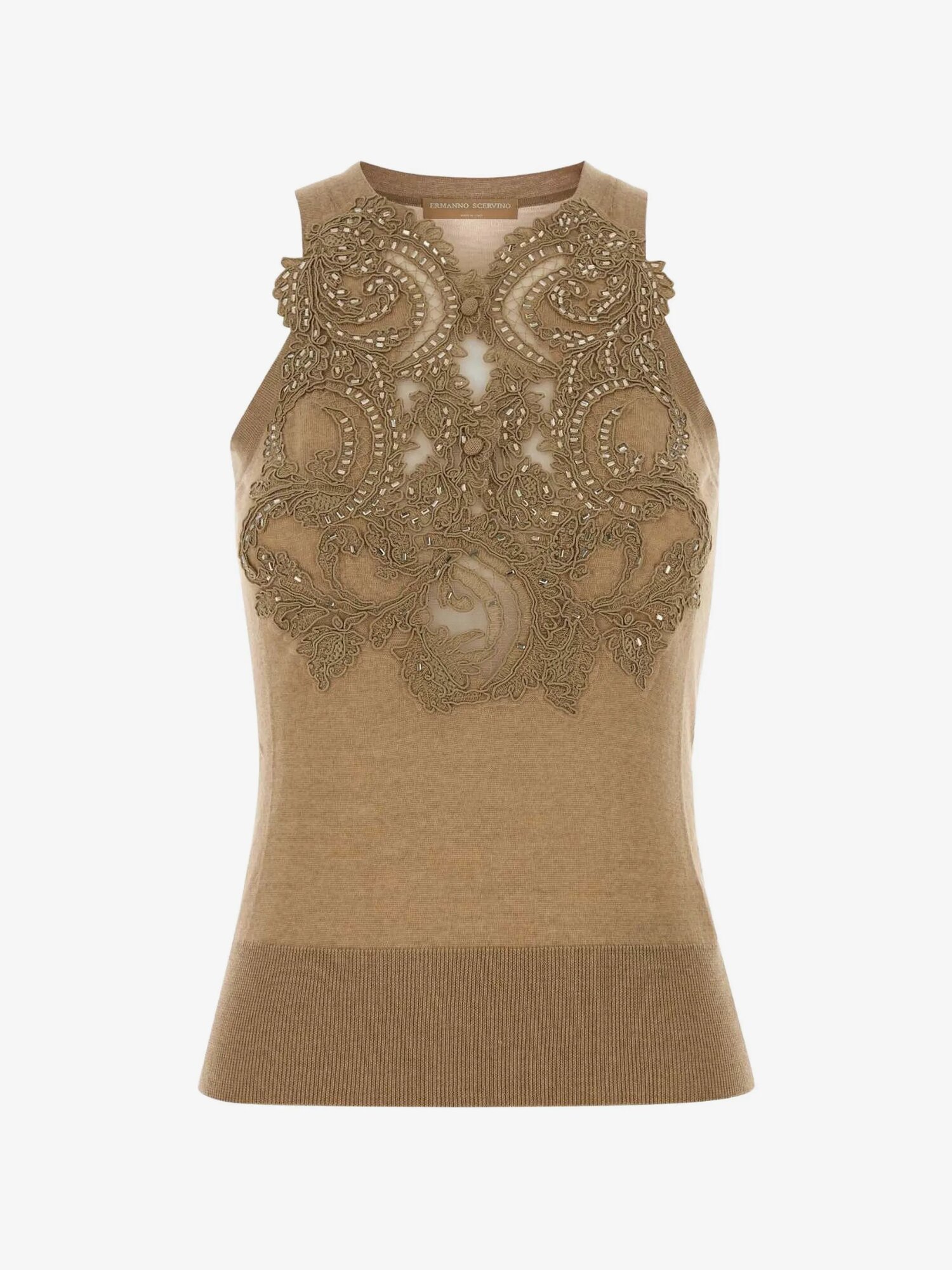 Жилет Ermanno Scervino Lace-embellished bead-detailed vest
