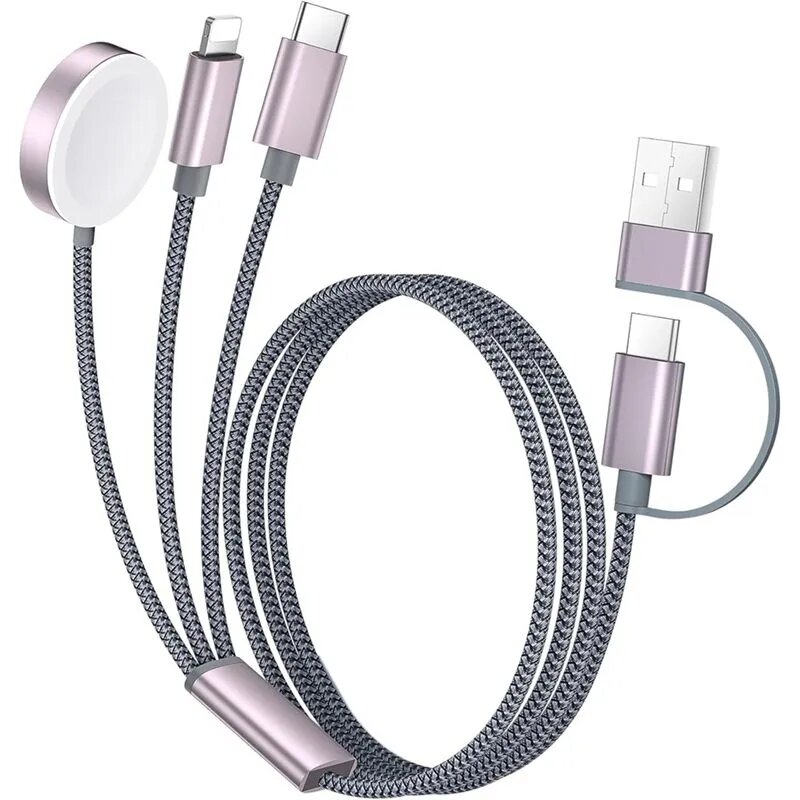Кабель USB-C 3-в-2 для зарядки Apple Watch/iPhone/многофункциональный зарядный кабель для интерфейса Apple, незаменимый аксессуар для кемпинга.