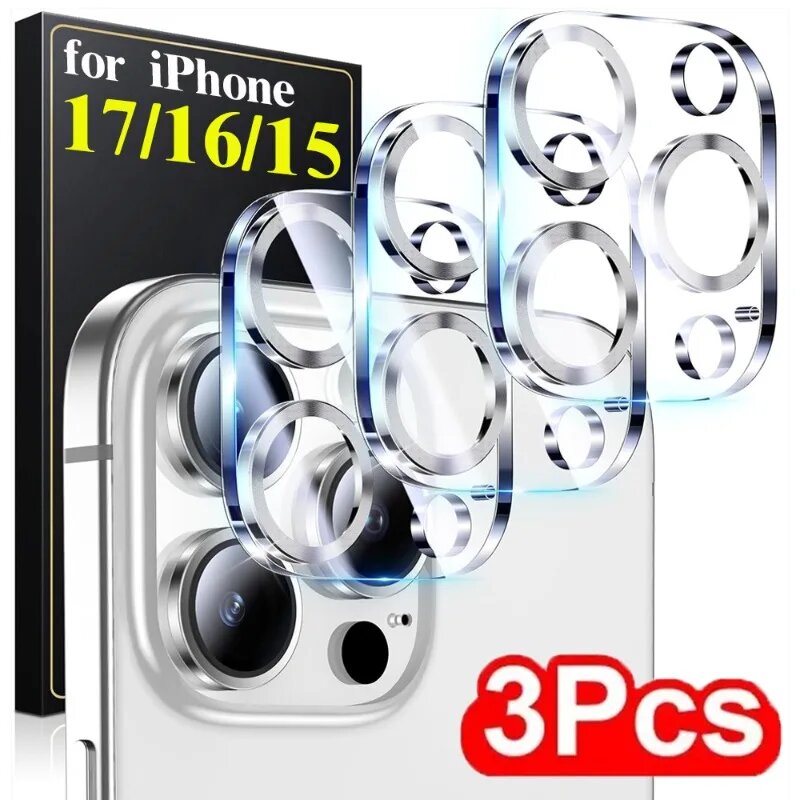 3 шт. стекло для объектива камеры для iPhone 17Pro Max 16 15 14 13 Защитная крышка для for iPhone 15
