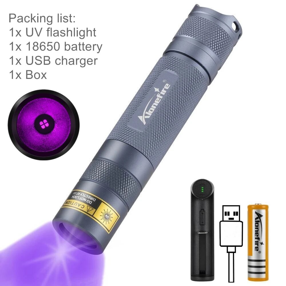 AloneFire SV48 УФ-фонарь 10Вт 365нм, 18650 Battery