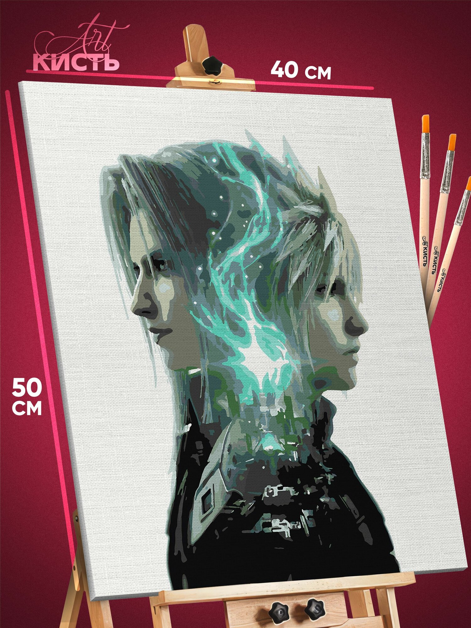 Картина по номерам на холсте с подрамником 40х50 Final Fantasy Игра Клауд Страйф и Зак Фэйр
