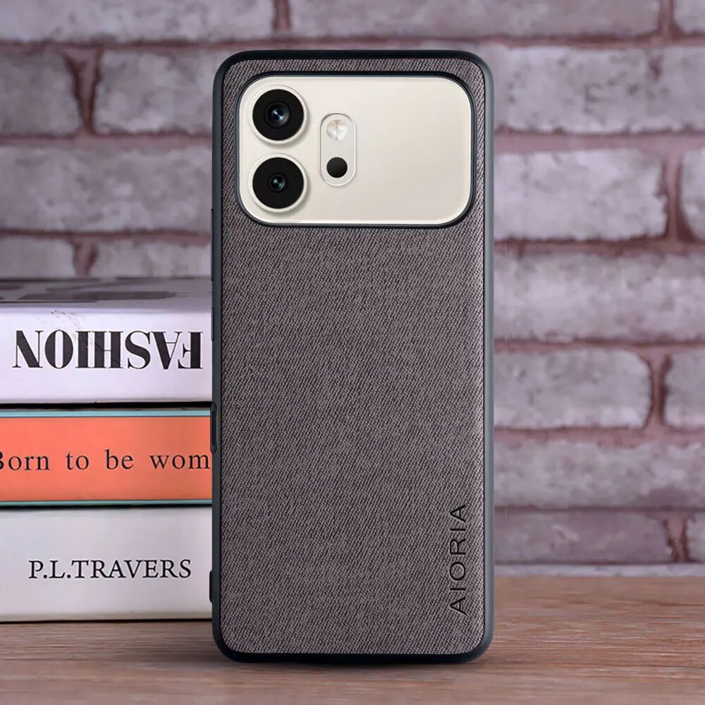 Чехол для Honor 600 из текстильной кожи, модный, мягкий TPU, жесткий PC, материал 3 Серый, Dark Grey