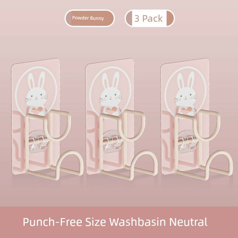 Pink Bunny Недрель-крепление для ванной настенный крючок для раковины, набор из 3 шт, пластиковый крепеж