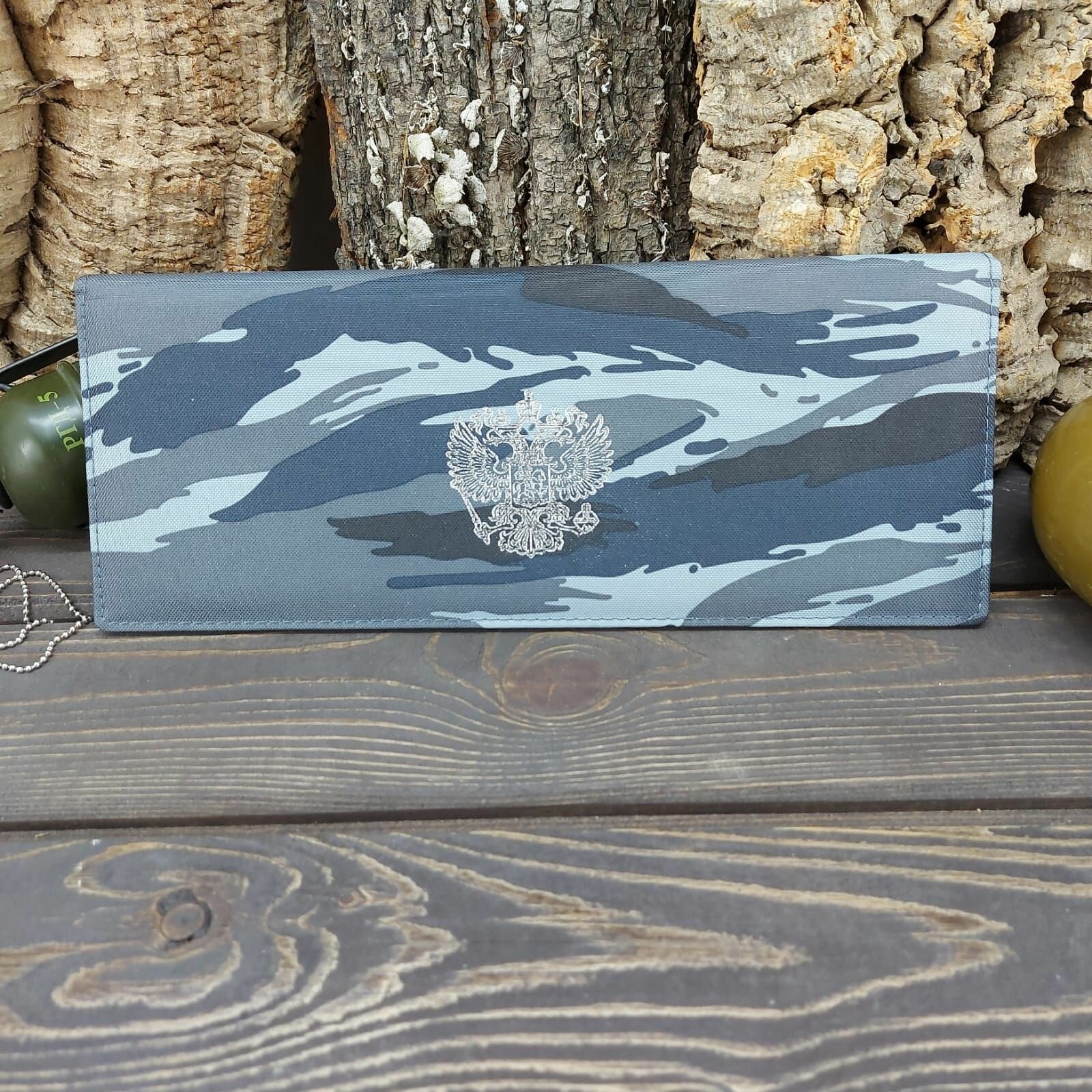 Еженедельник - планинг милитари с символикой Герб ( орел ) РФ камуфлированный недатированный 128 л камыш синий