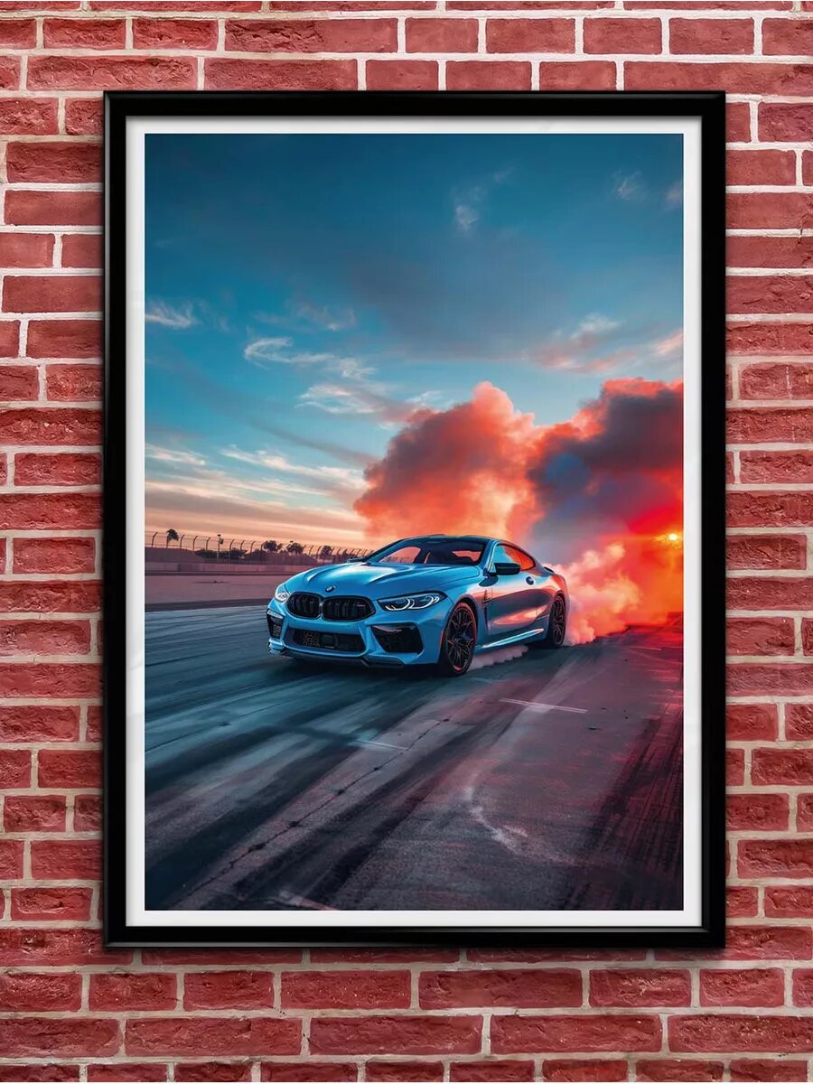 Плакат, Постер BMW дрифт, А3 (фотопанно, постер на стену)