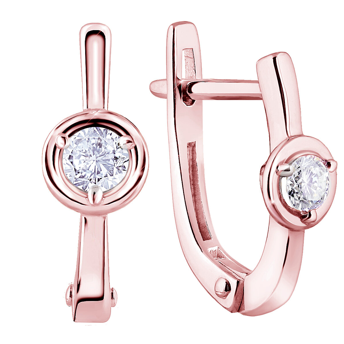 Серьги, красное золото, 585 проба, бриллиант