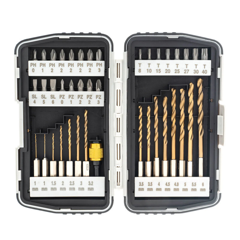 Набор бит и свёрел, магнитный адаптер, CrV, в пласт. боксе,40шт. MATRIX 11322