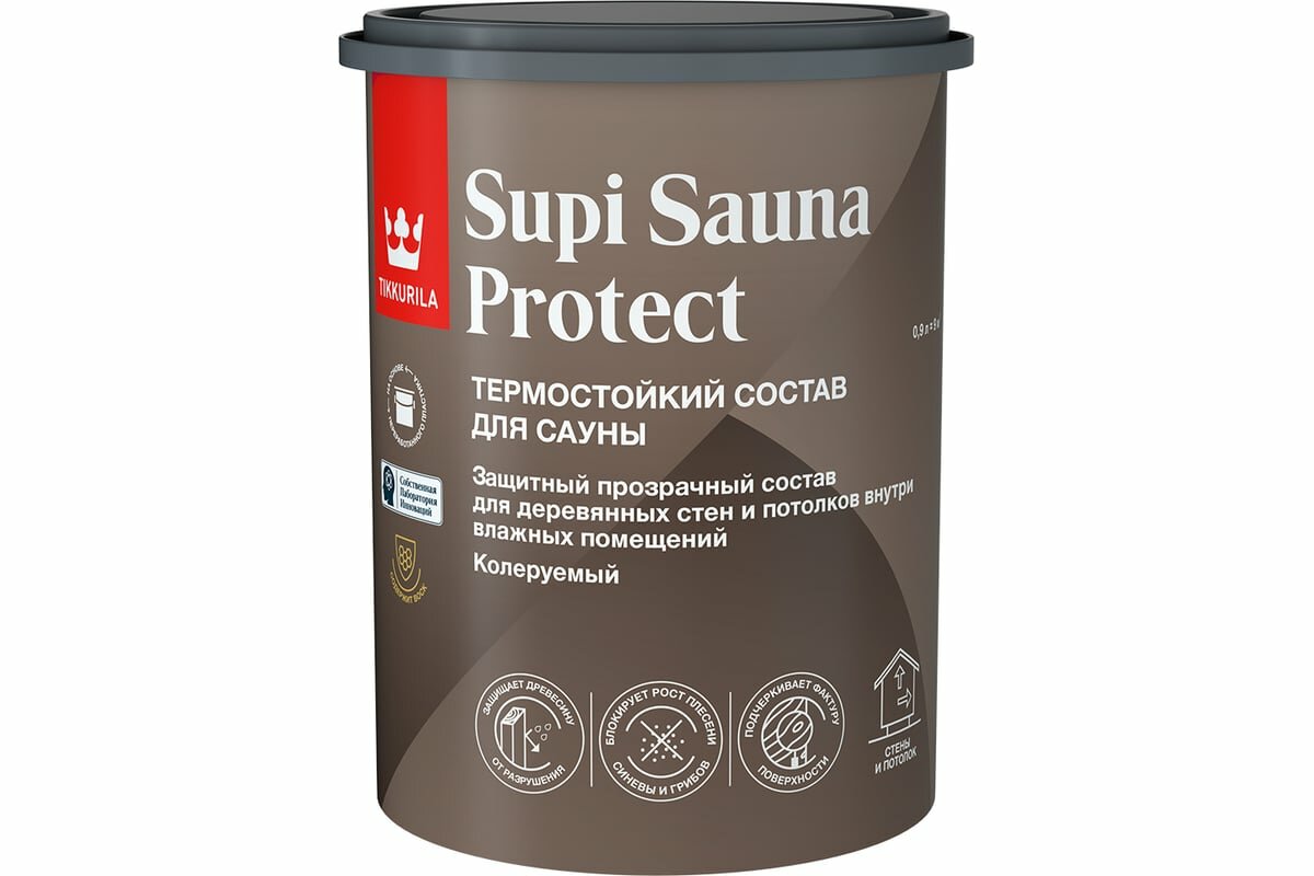 Tikkurila SUPI SAUNA PROTECT EP п/мат 0,9 л - защита древесины сауны матовый финиш