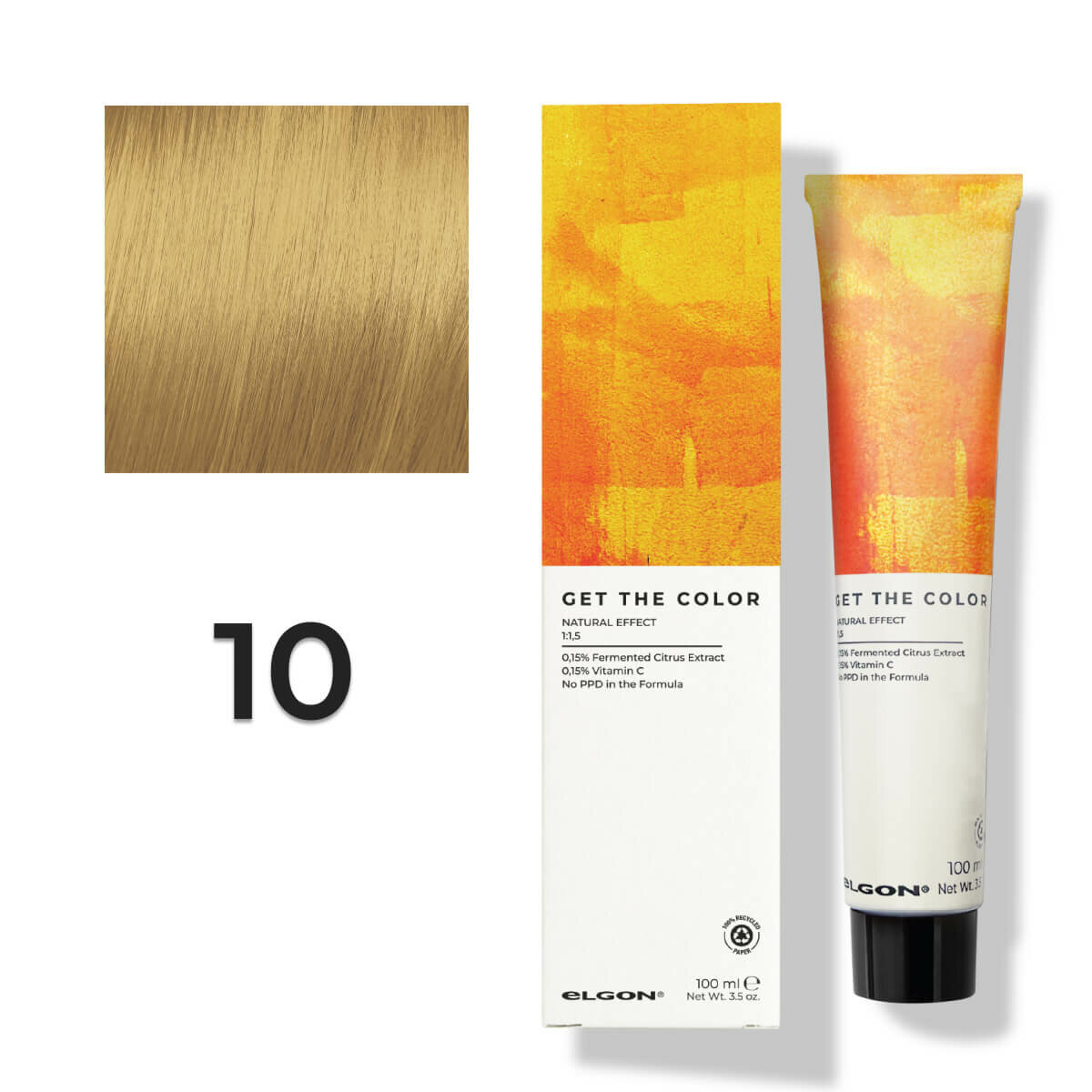Стойкая краска для волос профессиональная Elgon Get the Color 10 Светлый блонд, 100 мл