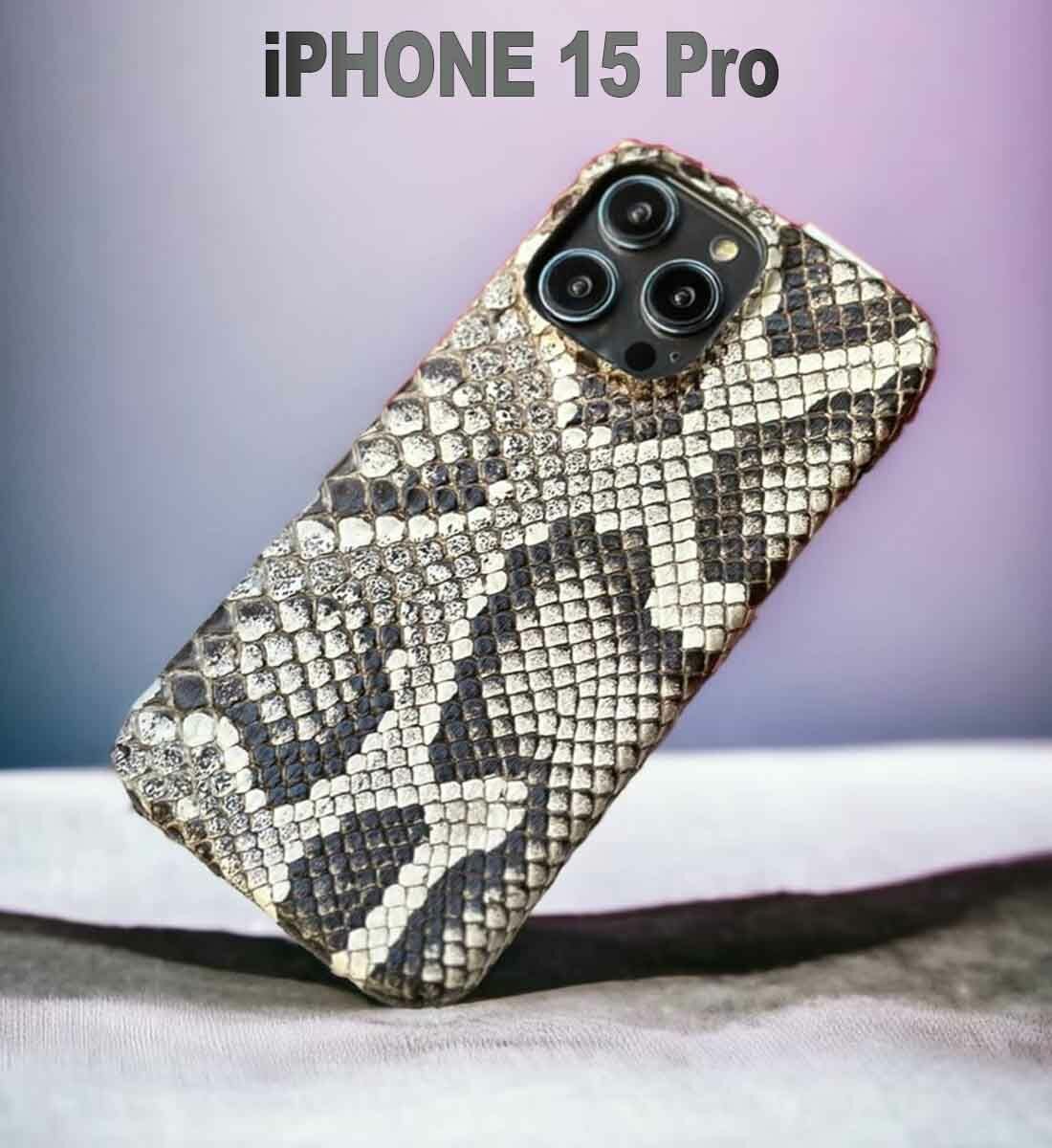 Премиум чехол iPhone 15 Pro из итальянской натуральной кожи питона