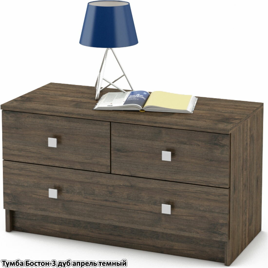 Тумба Бостон-3 Дуб-апрель-темный, ЛДСП, МФ Владимир VMF, 80х44,7х38 см.