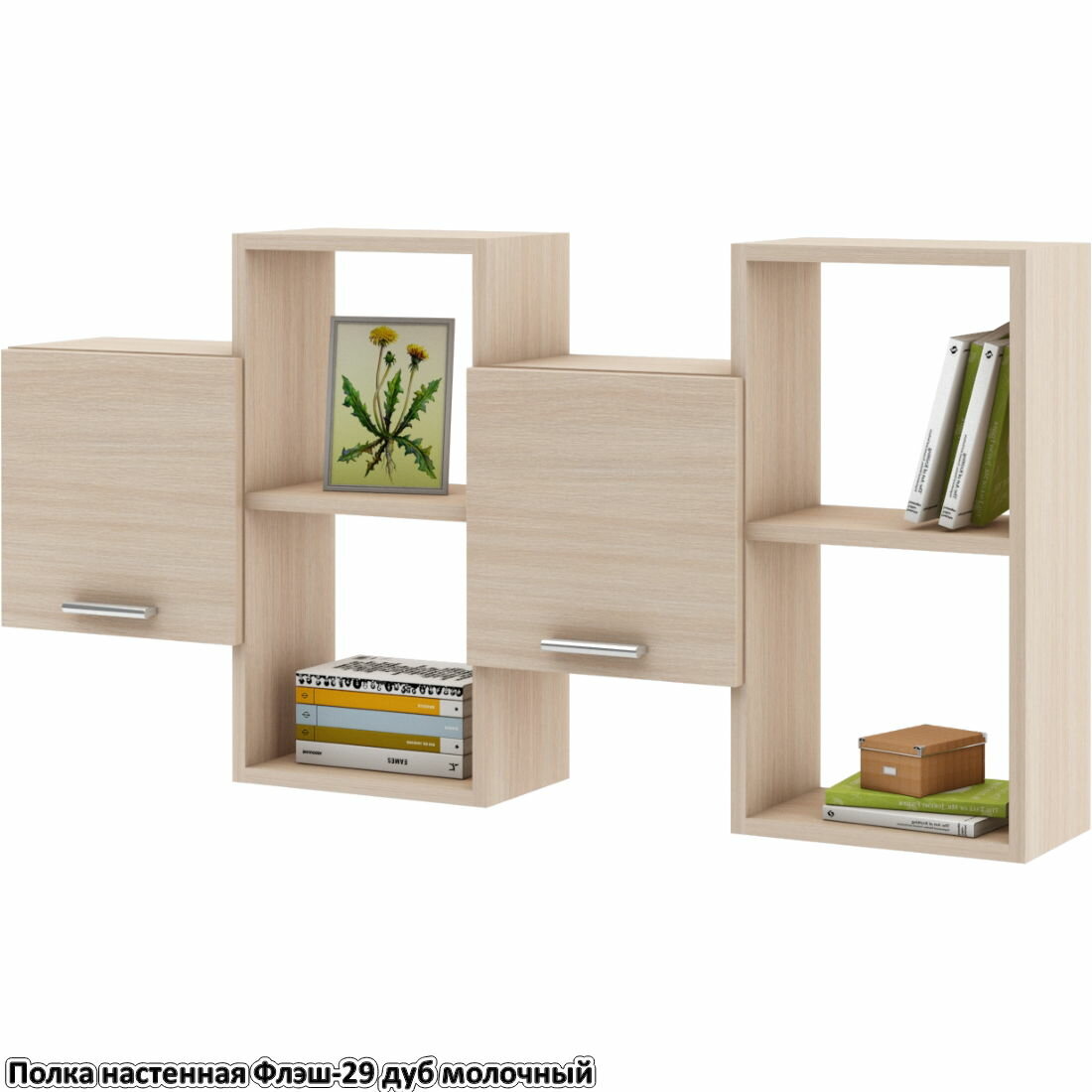 Полка настенная Флэш-29 Дуб-молочный, ЛДСП, МФ Владимир VMF, 115,2х58,4х19,6 см.