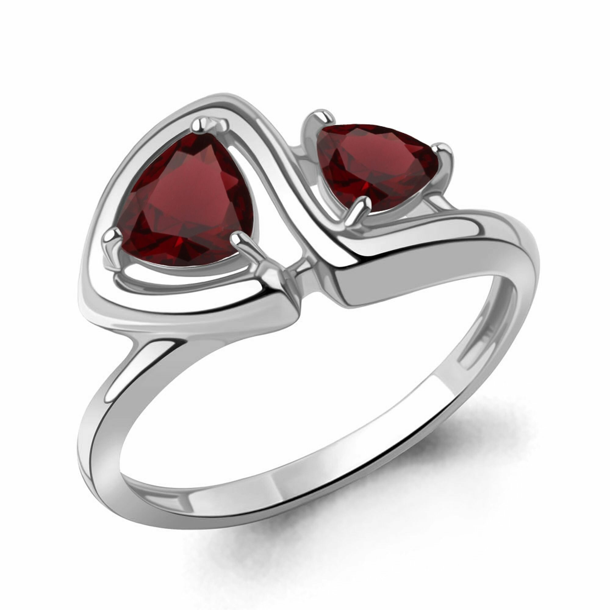 Кольцо, серебро, 925 проба, серебрение, гранат