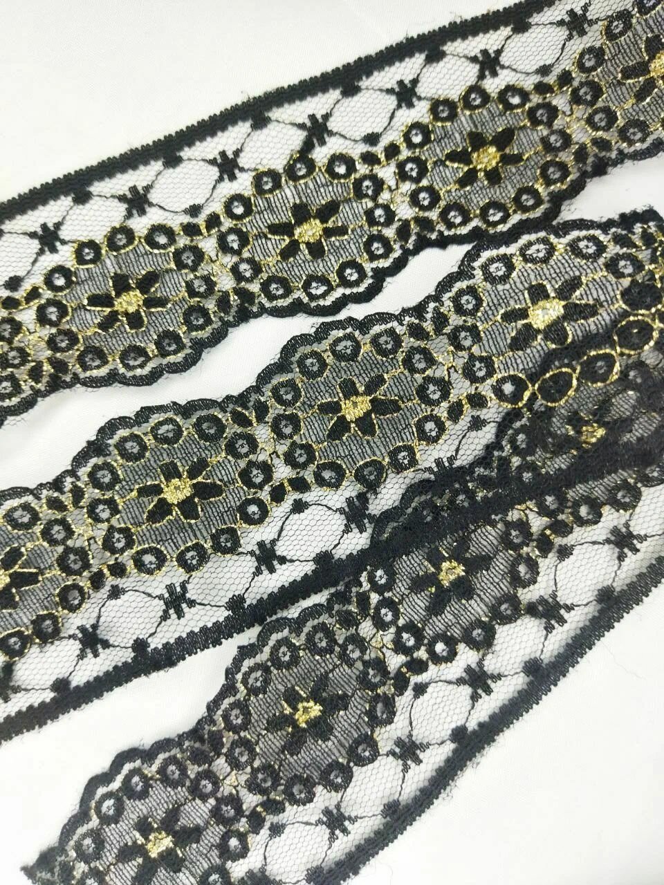 Кружево на сетке "черное золото" 4.5 см * 3м