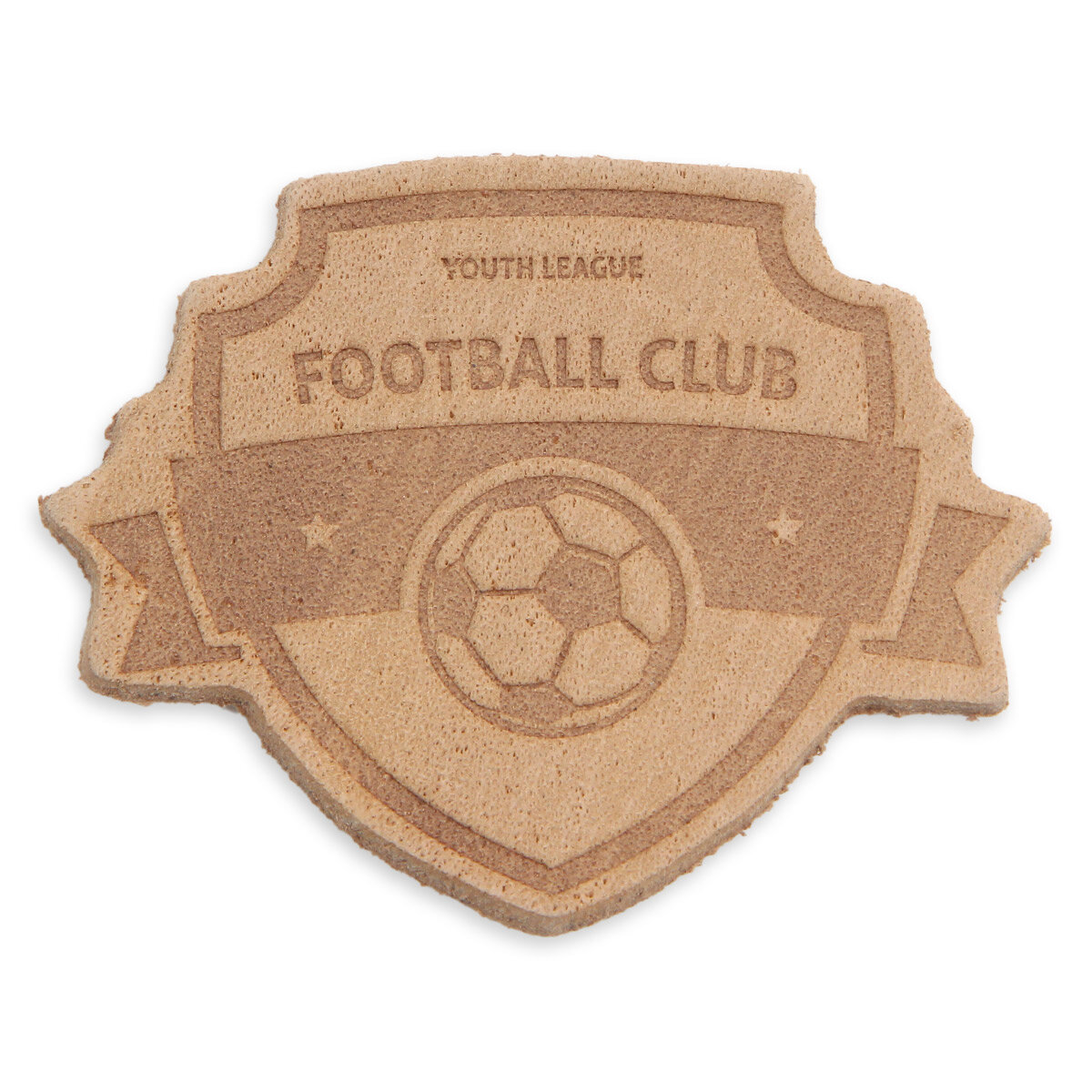 Термоаппликация из натуральной кожи Футбол, 5*3,78 см, Галерея (бежевая)