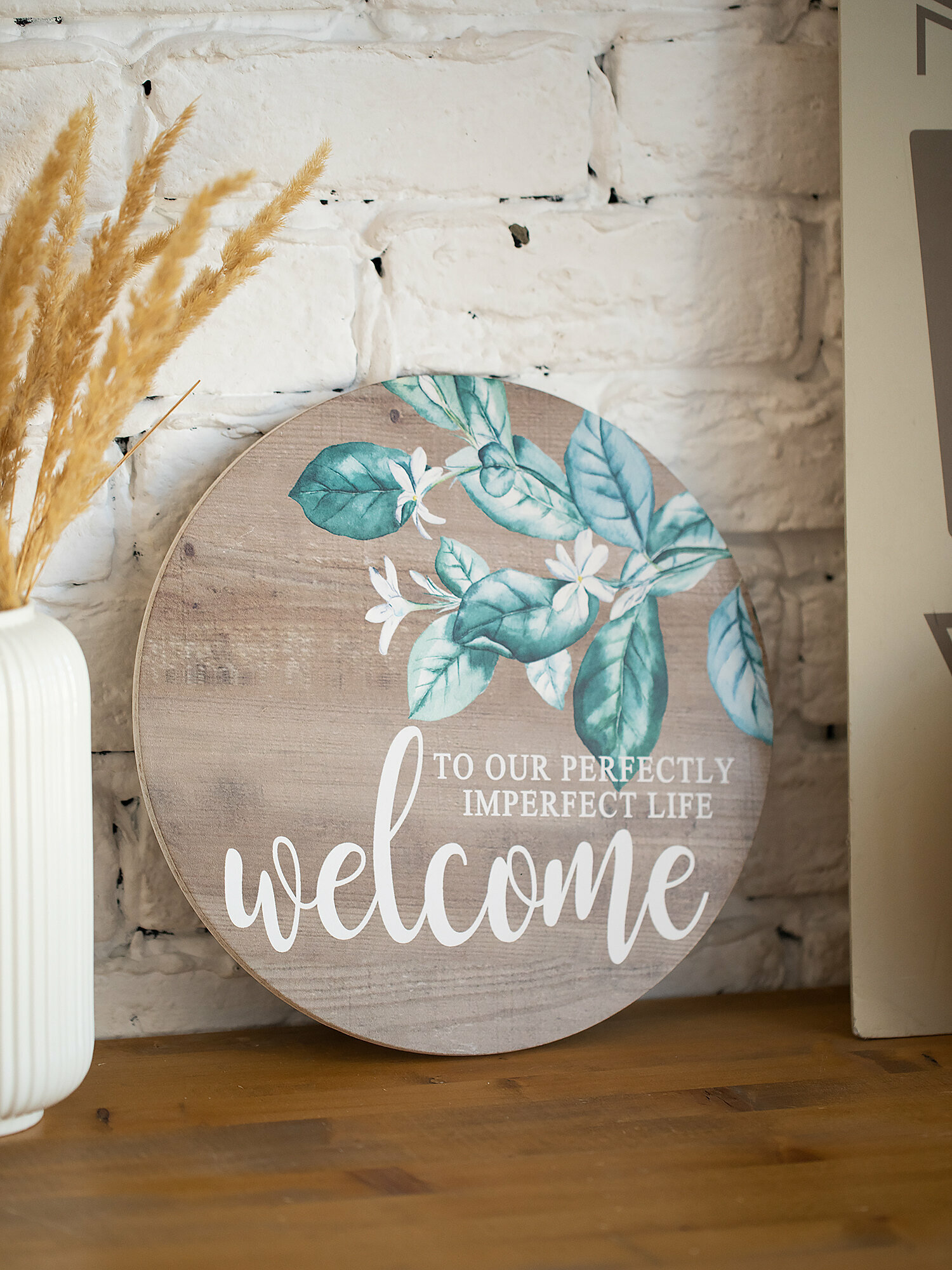 39-132 Панно настенное "Welcome" 30 х 2 х 30 см, Дерево, Glasar