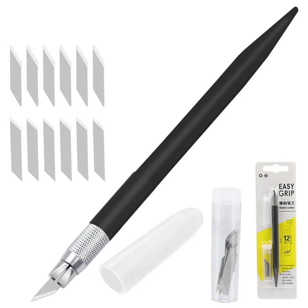 Набор художественных ножей 12 лезвий Черный, black