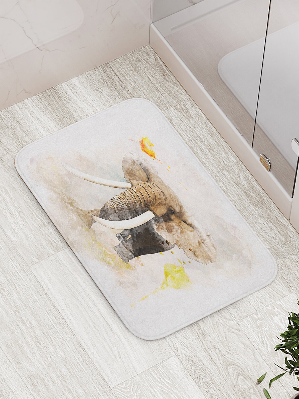 Коврик для ванной комнаты, туалета "Слон с бивнями" противоскользящий, 52х77 см, JoyArty