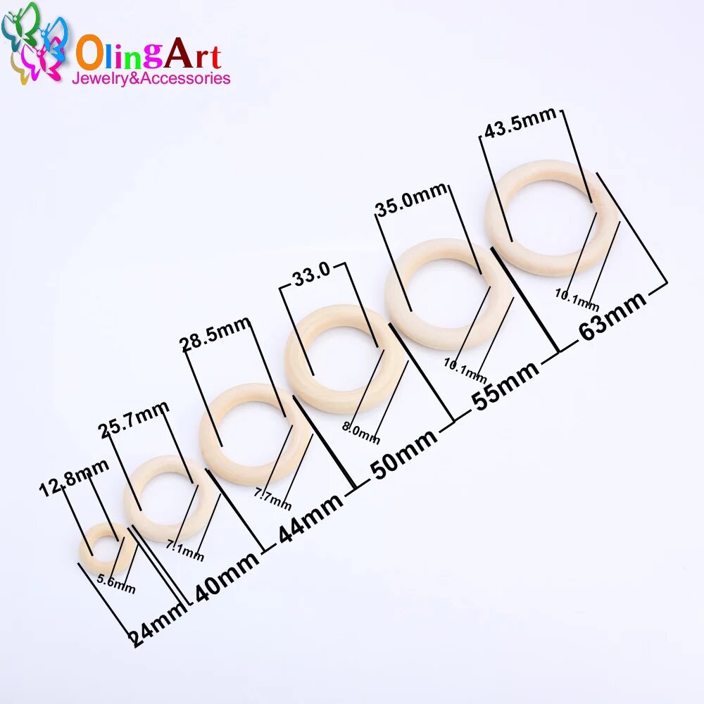 Деревянные кольца OlingArt, набор из 10 штук mix 6pcs