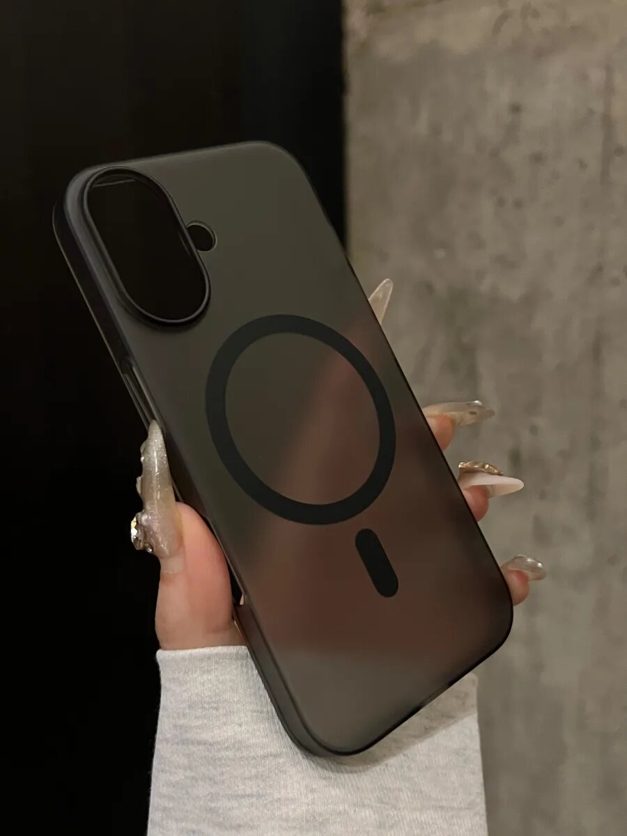 Чехол О'кейси, для iPhone 16, MagSafe, силиконовый, чёрный/прозрачный — фото 1