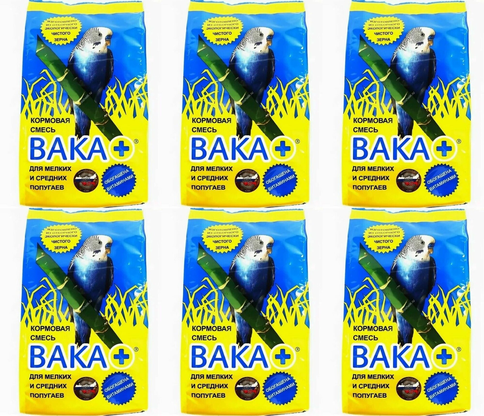 Вака Корм Плюс для мелких и средних попугаев 500г,6 шт