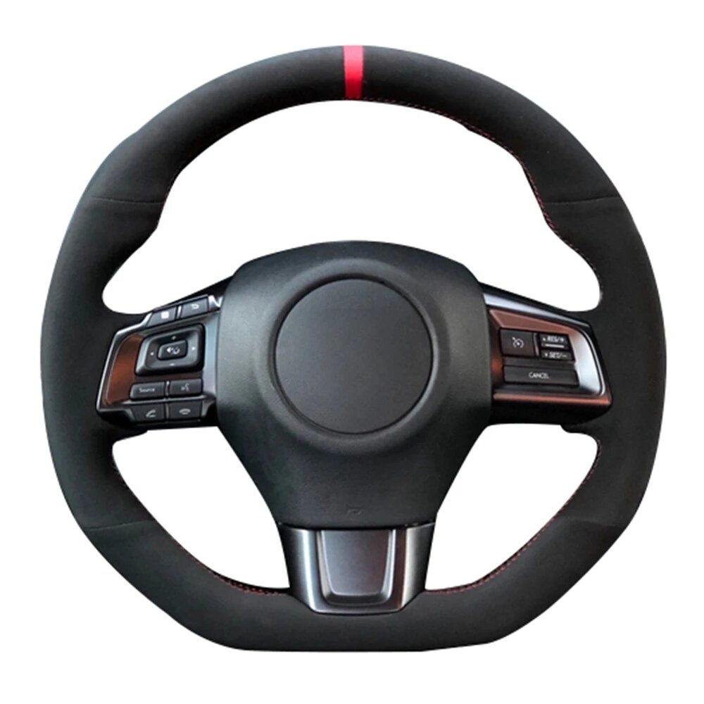 Противоскользящий черный замшевый чехол на руль автомобиля из натуральной кожи для Blue Thread