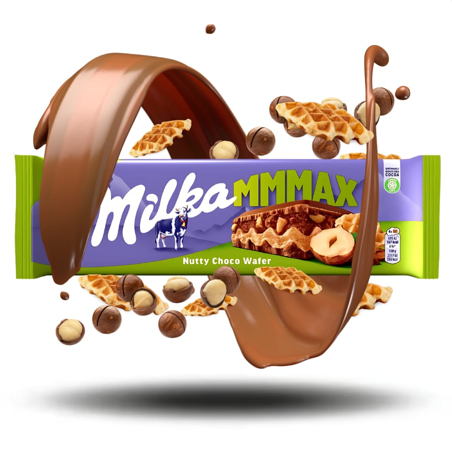 Гигантская шоколадная плитка Milka MMMAX Nutty Choco Wafer молочный шоколад с Вафлей и Фундуком, 270 гр. (Швейцария)