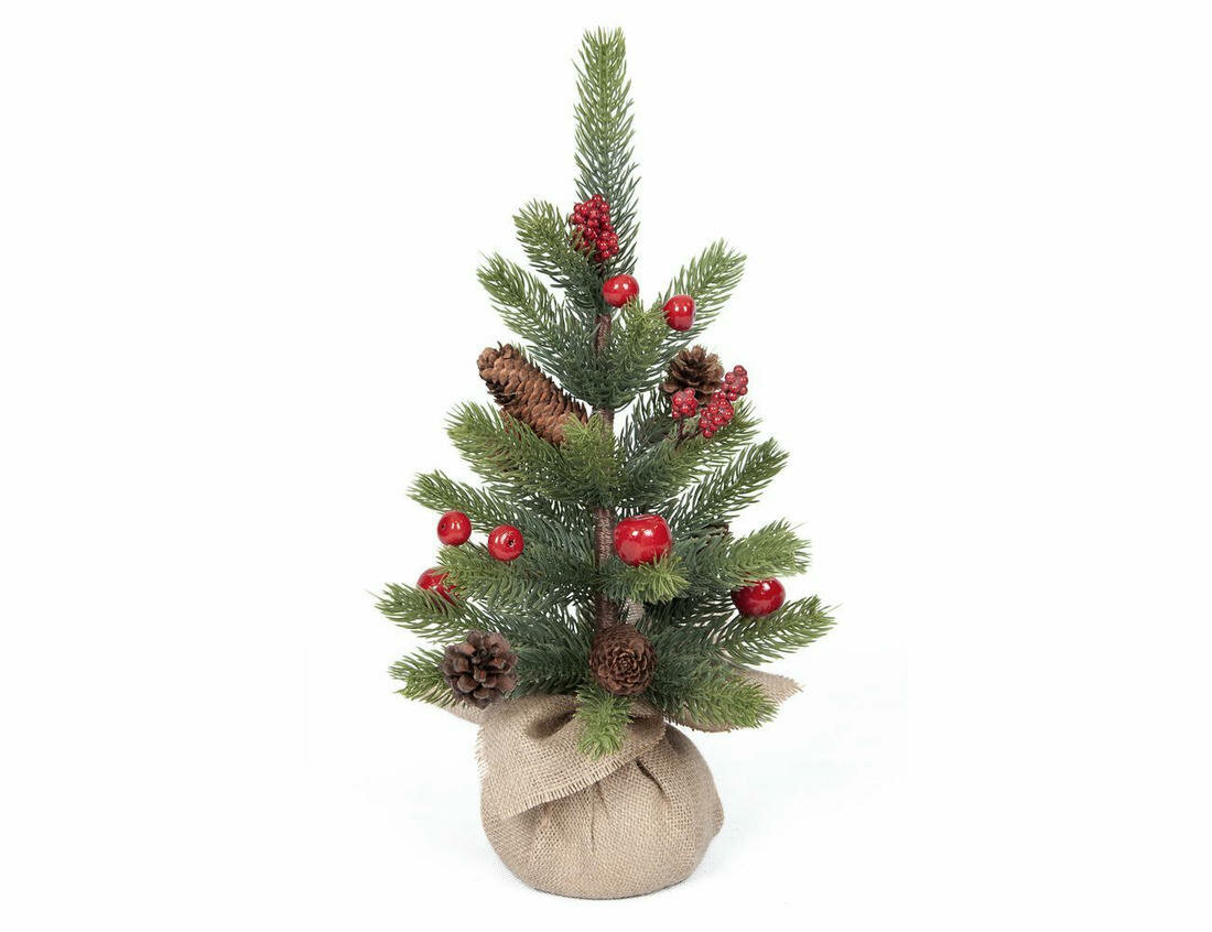 Настольная искусственная ель с ягодами и шишками, хвоя 100% литая, 45 см, A Perfect Christmas
