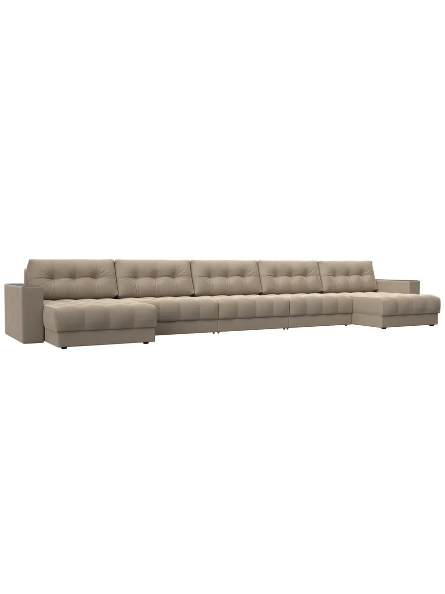 Большой П-образный диван Лазурит, велюр