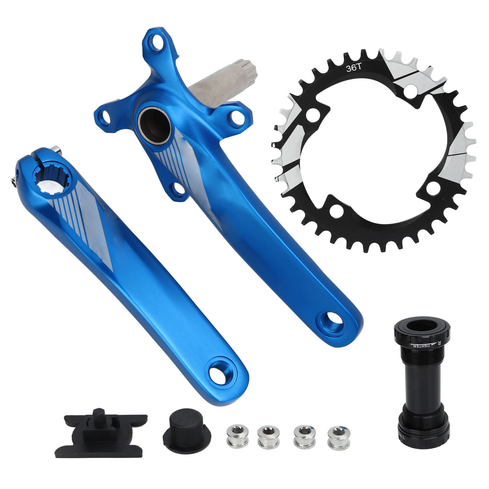 Комплект шатунов Bolany для велосипеда из алюминиевого сплава с полой встроенной звездой 36 зуб. Набор шатунов для велосипеда для ремонта, обновление синего цвета
