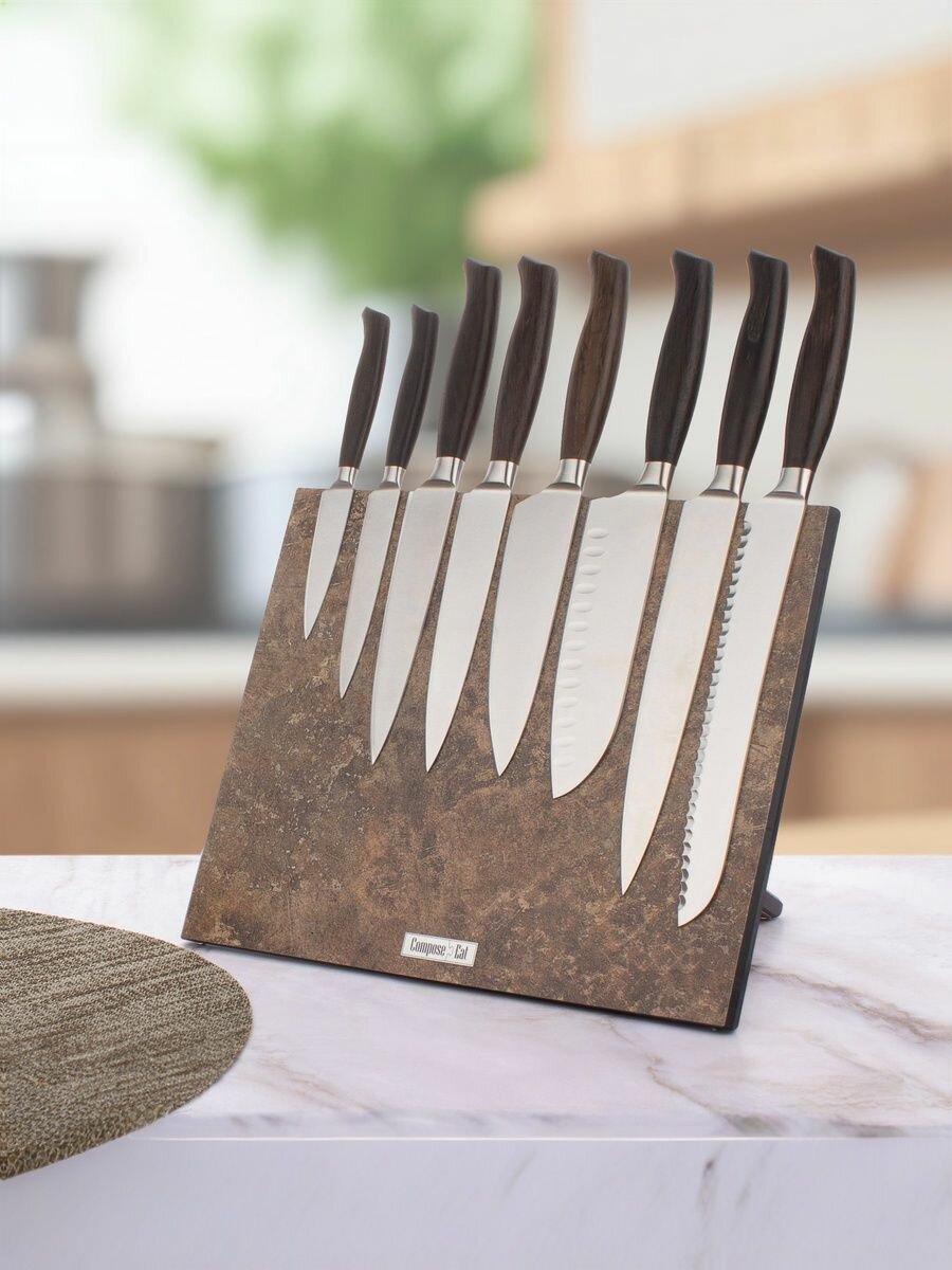 Подставка для кухонных ножей 32х26см ComposeEat Magneto Signature, композитный материал, магнитная, для 8 ножей