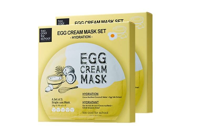 Маска для лица унисекс Too Cool For School Egg Cream Mask, увлажняющая, разглаживающая, лифтинговая, очищающая, сужающая поры, тканевая, 5749236