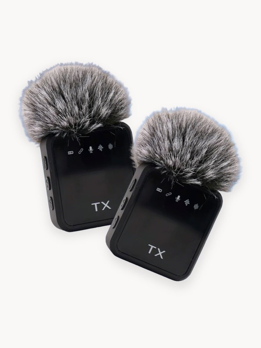 Портативные беспроводные микрофоны-петлички с шумоподавлением, 2 шт.