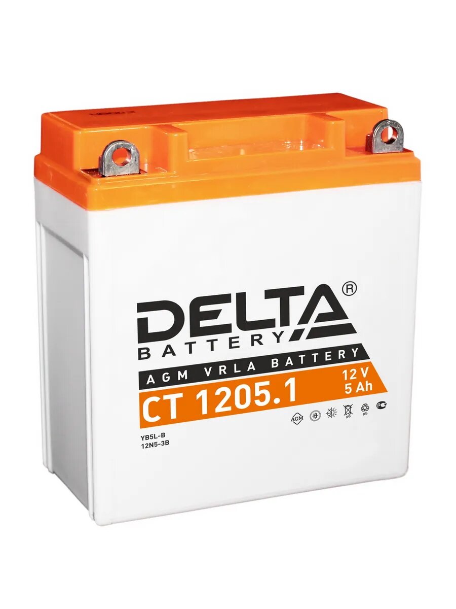 Аккумулятор DELTA BATTERY AGM 5А/ч обратный R+ мото EN 65А