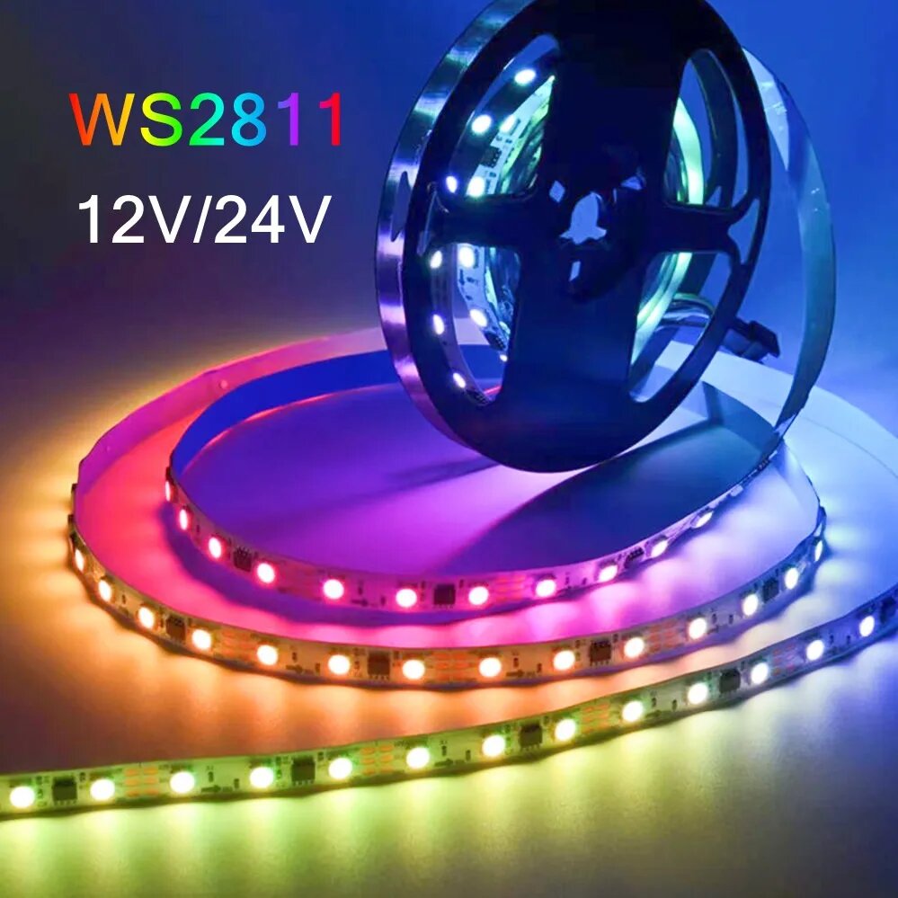 Светодиодная лента WS2811 RGB DC12V, 5M, IP30, Белый