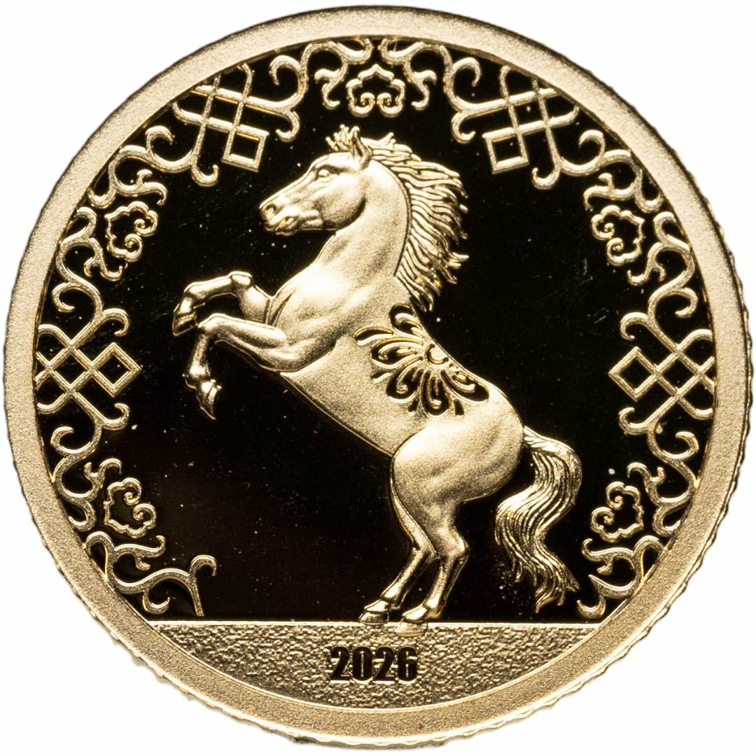 Монголия 1000 тугриков 2026 "Год лошади" с сертификатом, Золото 999, в сохранности Proof