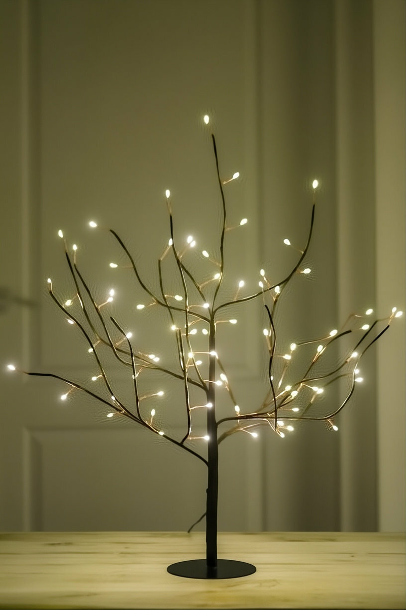 Декоративное светящееся дерево монгри, 90 тёплых белых микро LED-огней, 55 см, уличное, Winter Deco 4070727