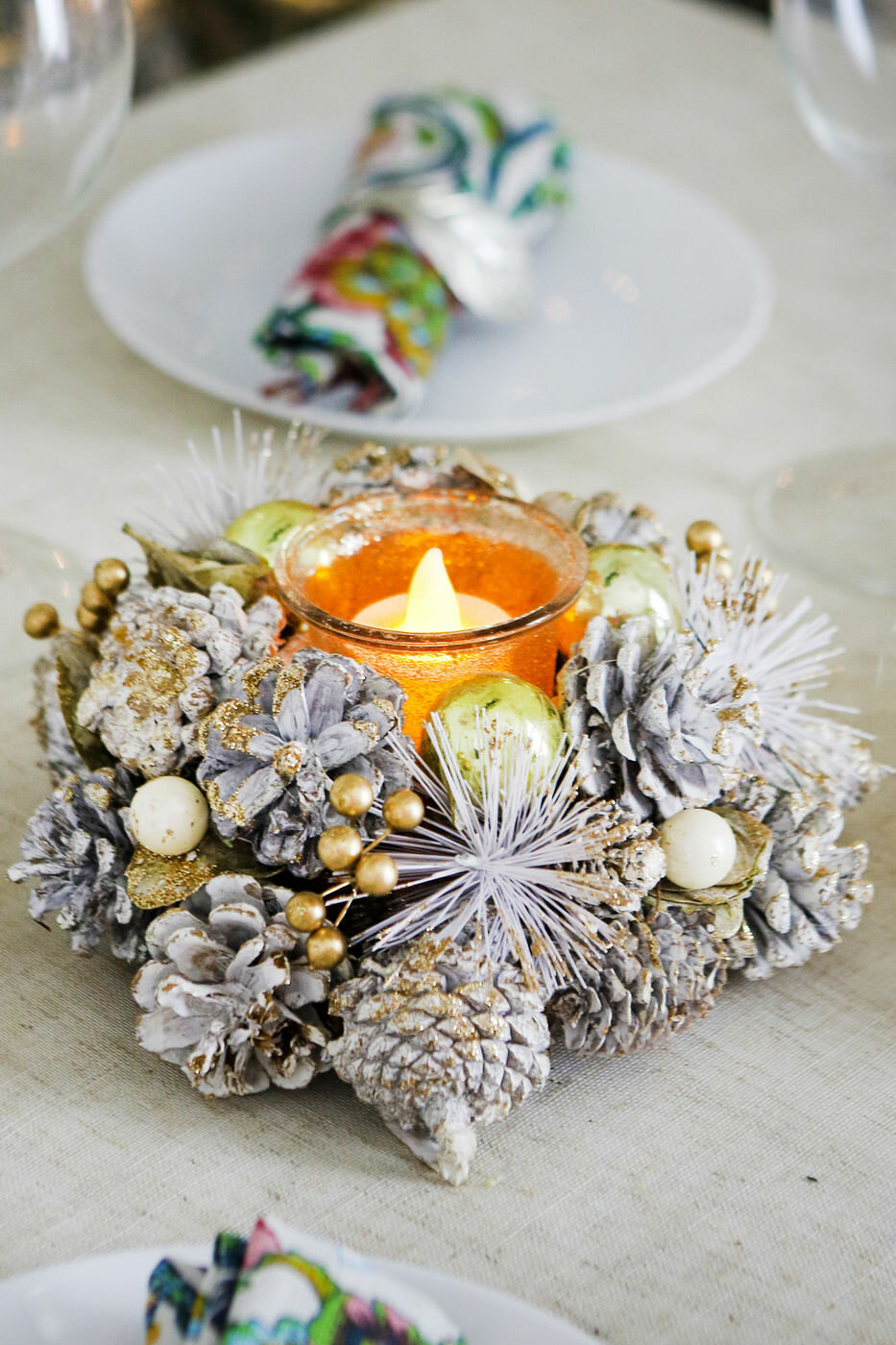 Подсвечник из шишек праздничная нежность на 1 свечу, 19 см, Edelman 1180529