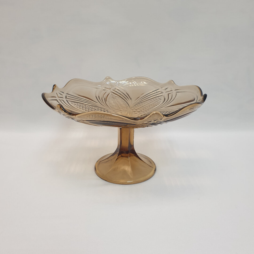 Ваза фруктовница, цветное стекло высота 15 см, винтаж СССР