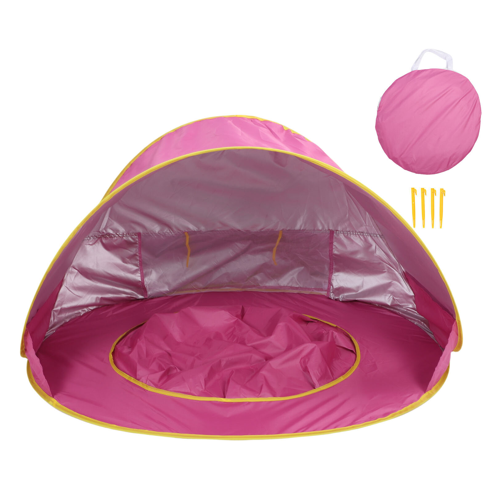 Всплывающий Пляжный Шатер Солнцезащитный Ветрозащитный Портативный Детский Пляжный Шатер с Сумками Для Хранения Бассейна для Наружного Розеата