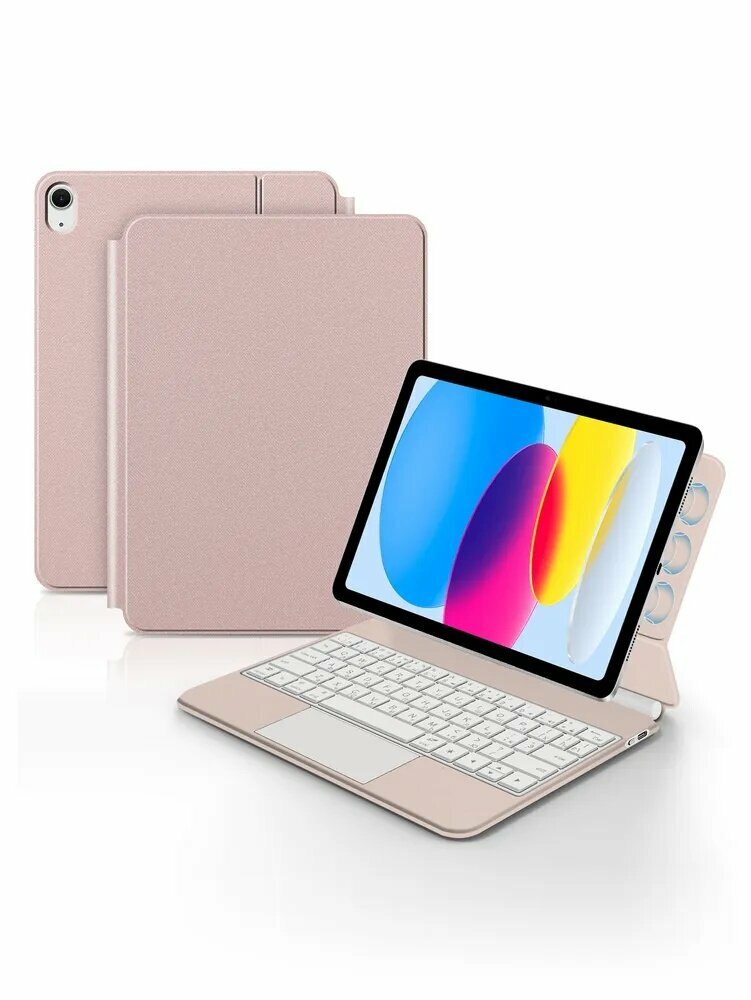 Чехол клавиатура для iPad A16 2025 10th 11th iPad 11 10 10.9 Magic Keyboard RU Розовый