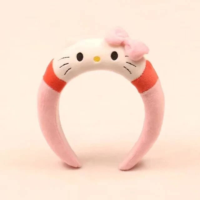 Милые повязки на голову Sanrio с ушками Cinnamoroll, мультяшные повязки на голову в стиле мокко для девочек, плюшевые аксессуары для волос Hello Kitty для женщин, детские аксессуары для дня рождения