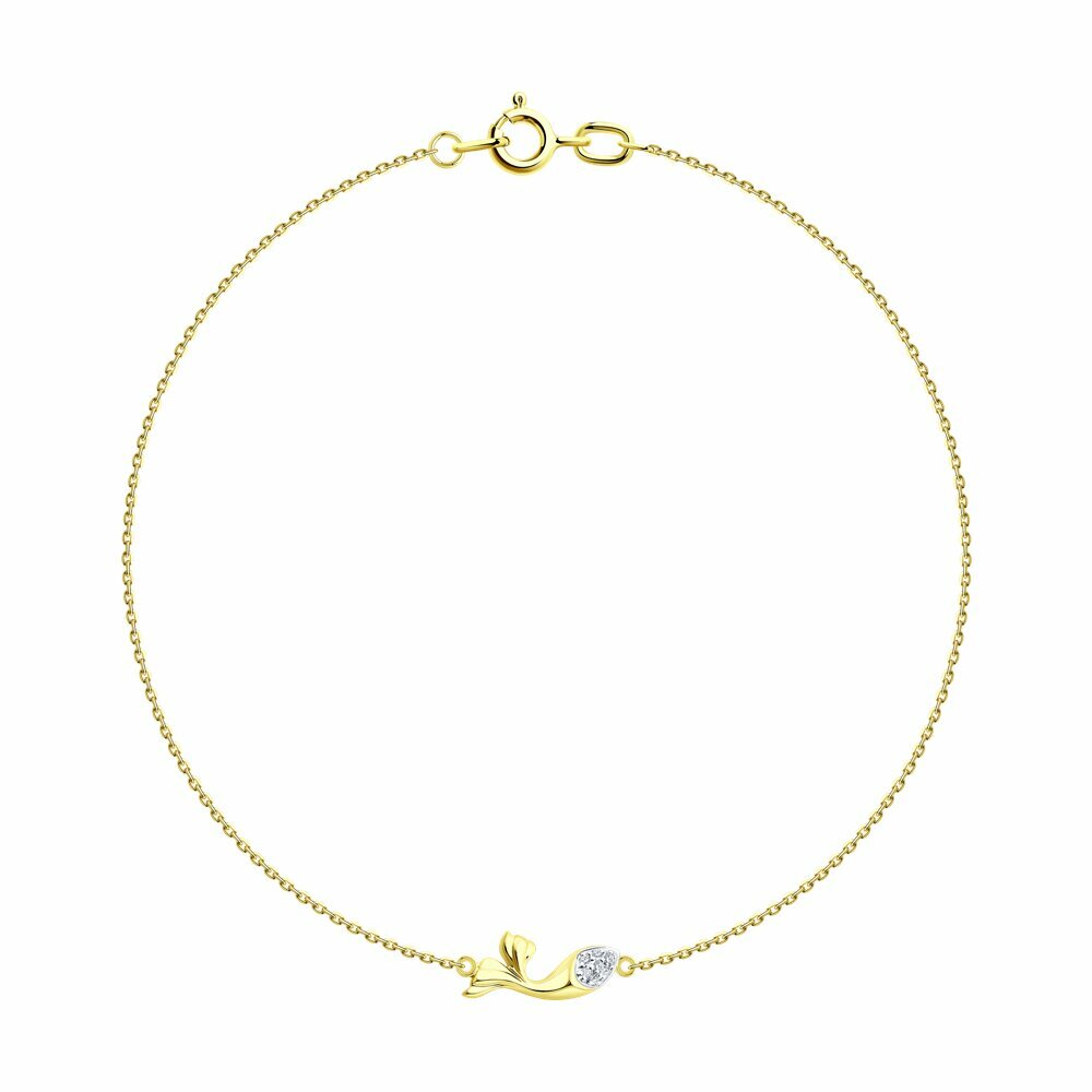 Браслет, желтое золото, 585 проба, бриллиант