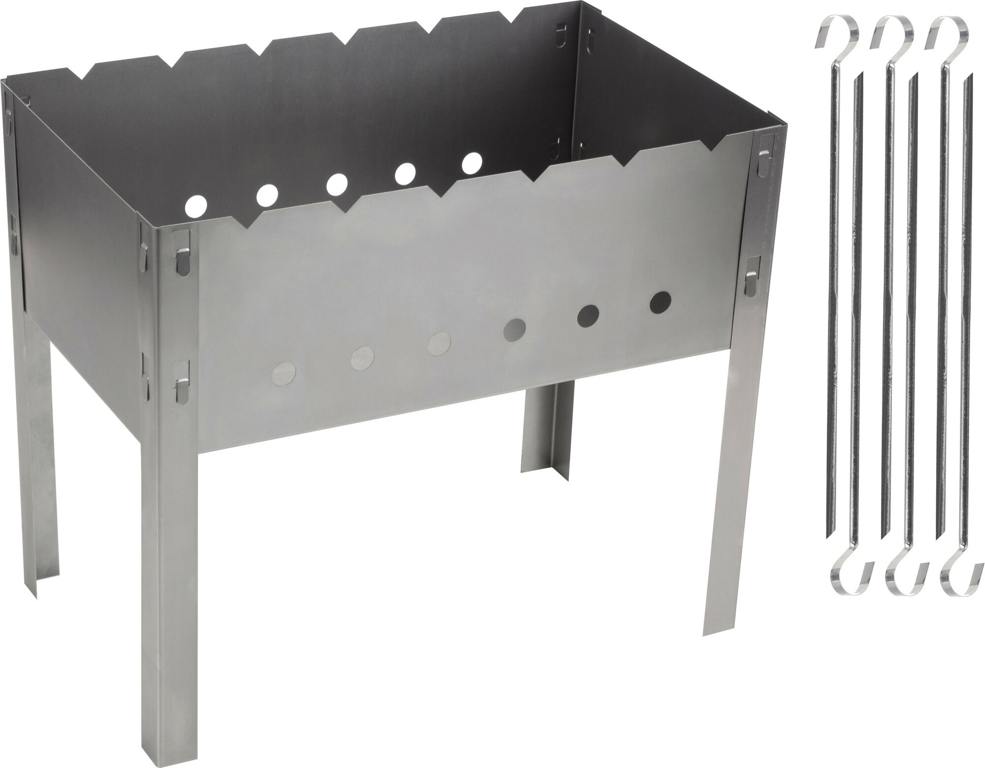 Мангал разборный ECOS 40х24х35 см, из стали 0.5 мм, в комплекте 6 шампуров