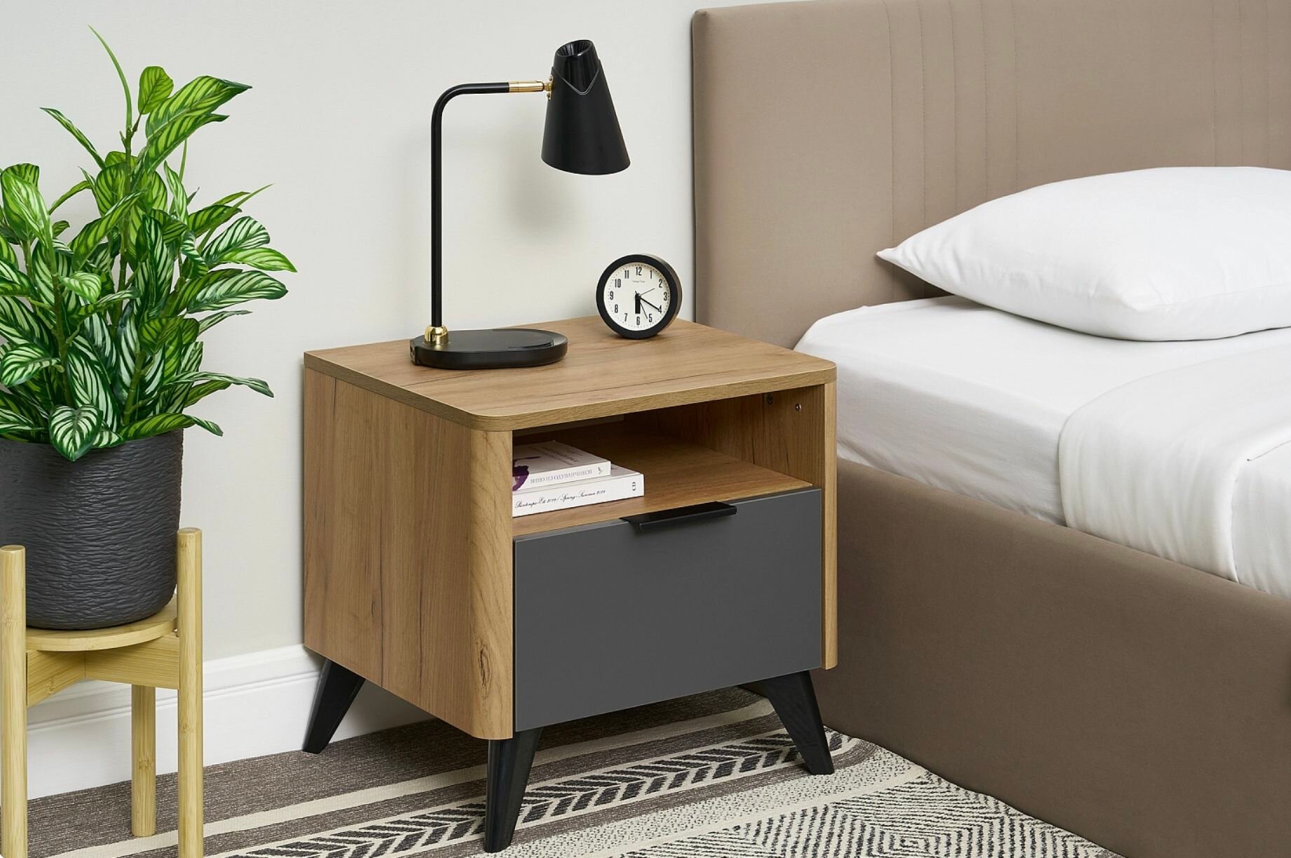 Тумба прикроватная Адам дуб крафт золотой / графит